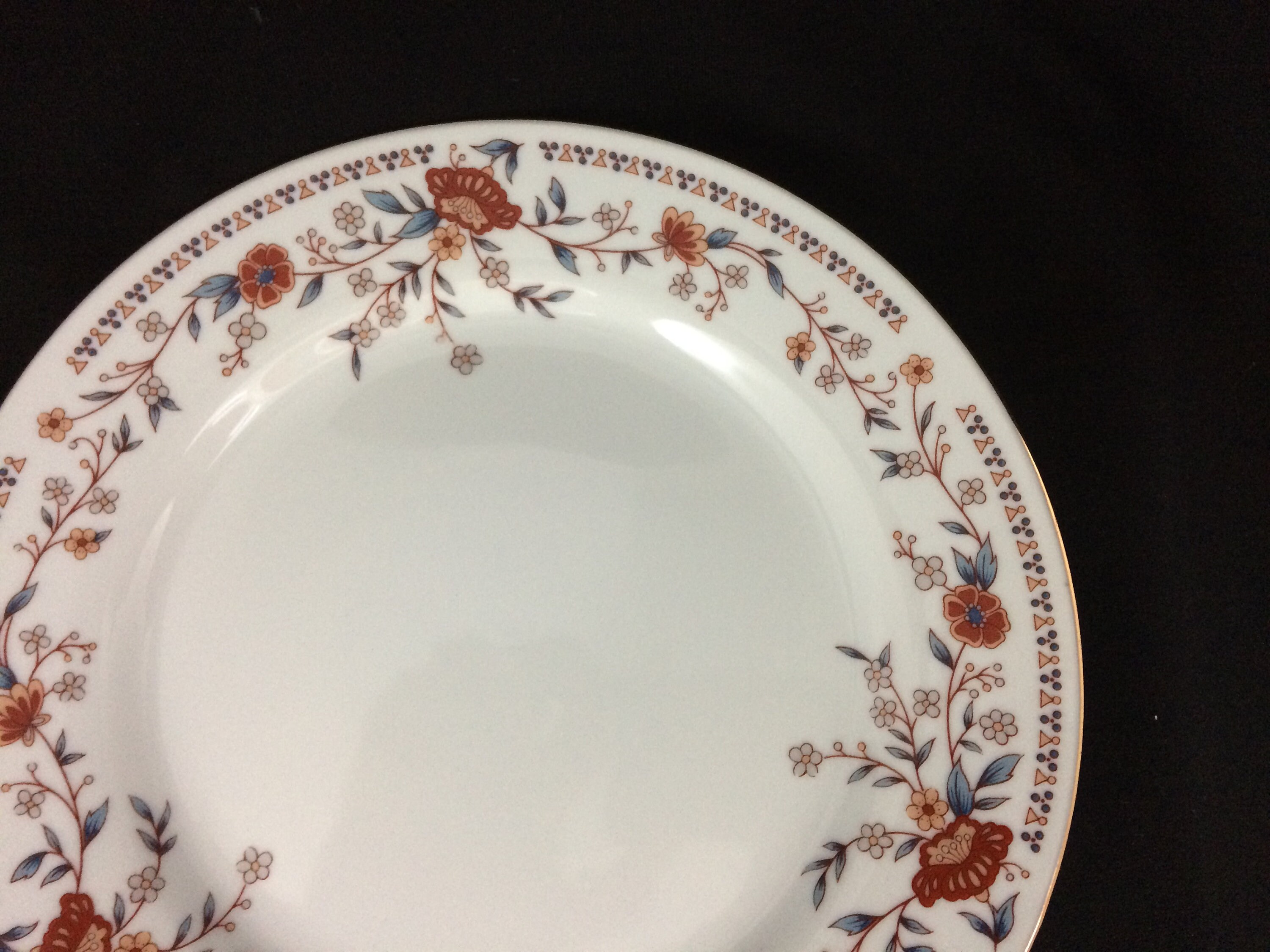 China Garden Imperial SALAD PLATE Red Brown Flowers Blue Leaves Gold ...