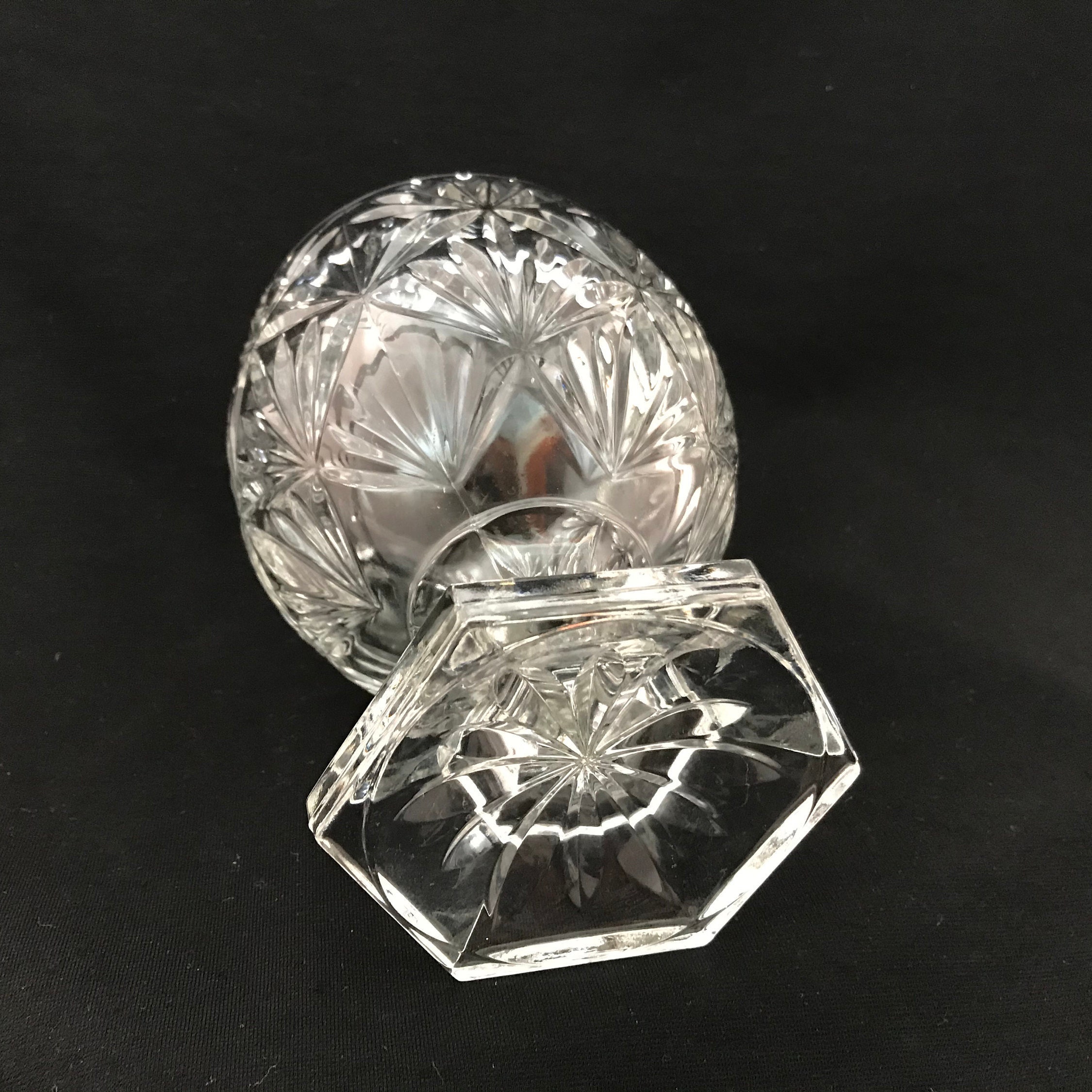 Vintage OPEN COMPOTE Pressed Glass Fan Pattern Pedestal Bowl - Etsy