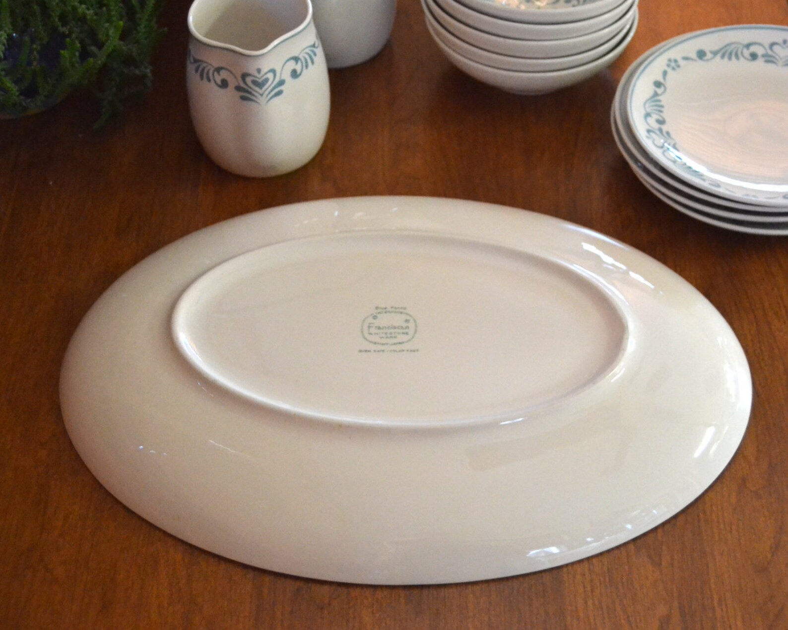 Blue Fancy Franciscan Whitestone Ware OVAL SERVING PLATTER - Etsy