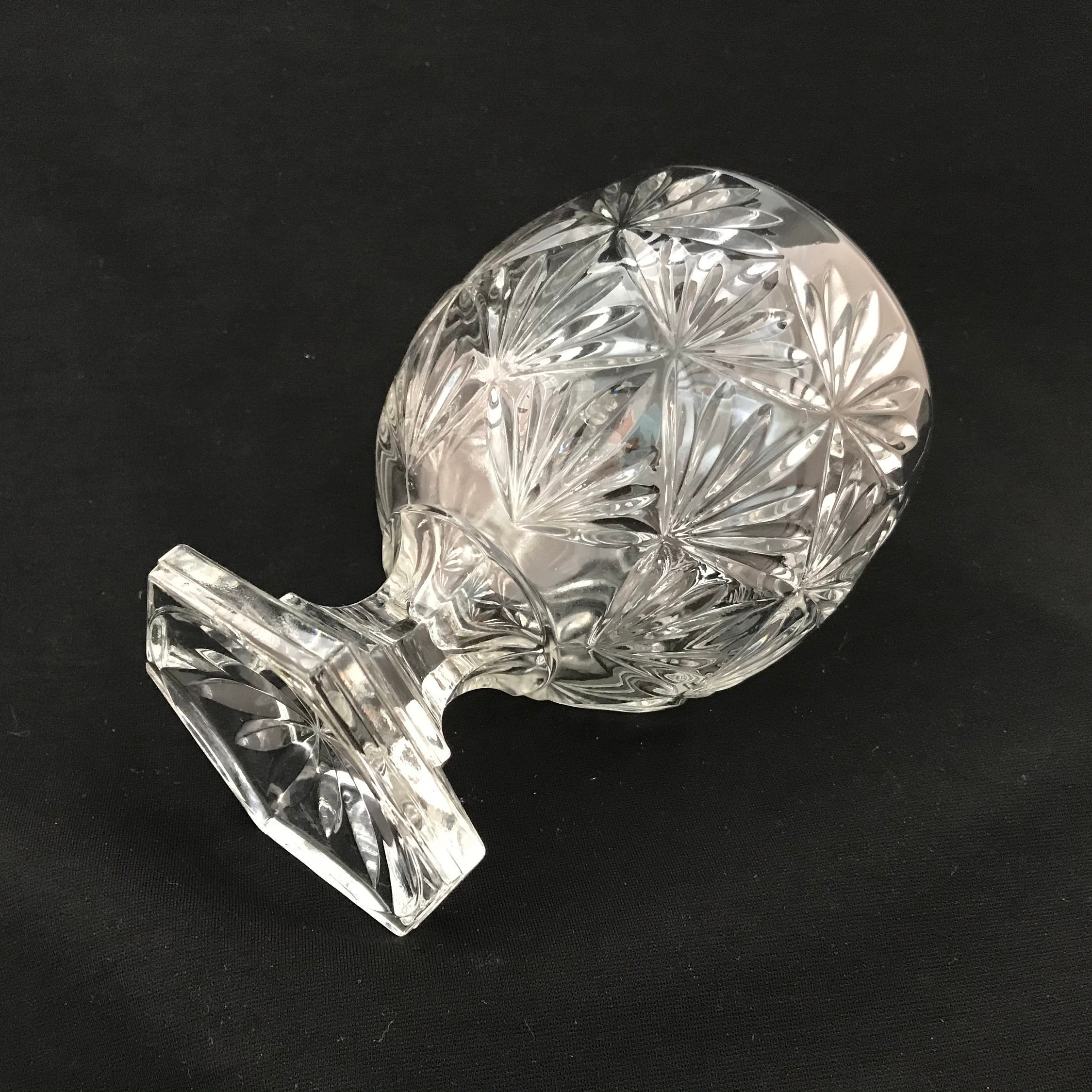 Vintage OPEN COMPOTE Pressed Glass Fan Pattern Pedestal Bowl - Etsy