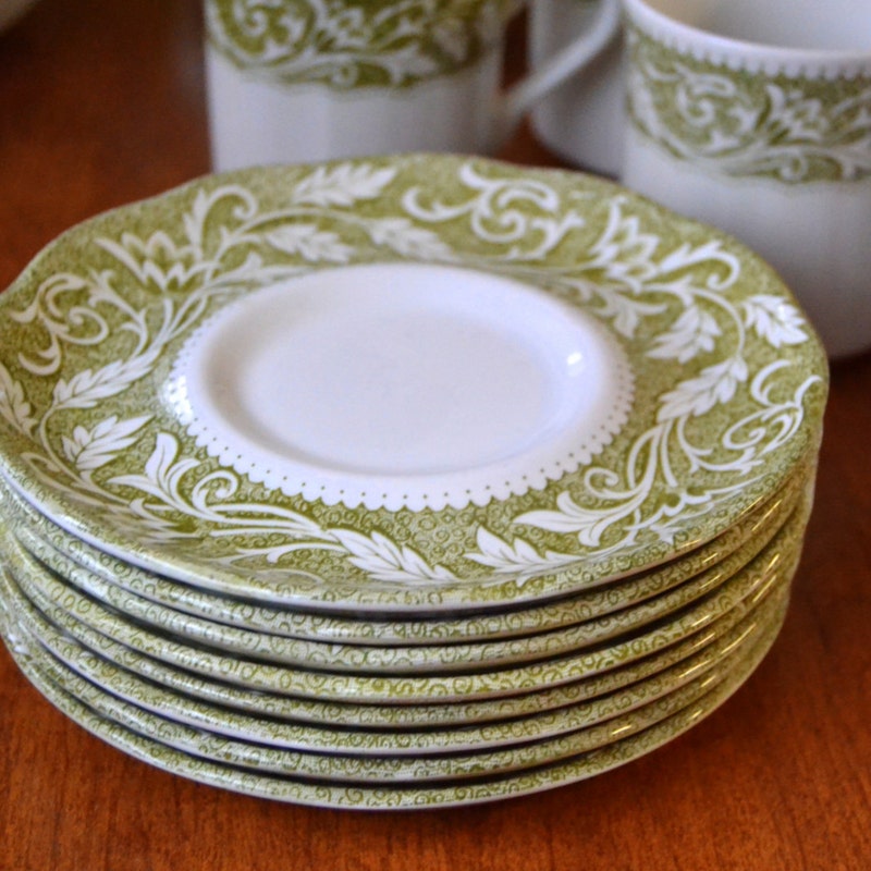 Green White Dishes - Etsy