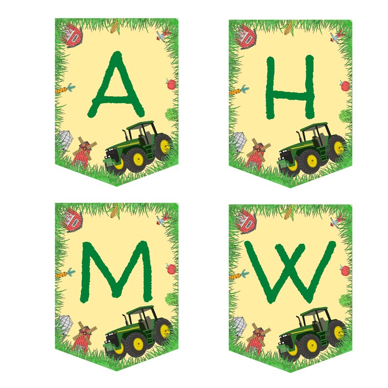 Tractor - Farm Banner Alphabet and Numbers - Etsy