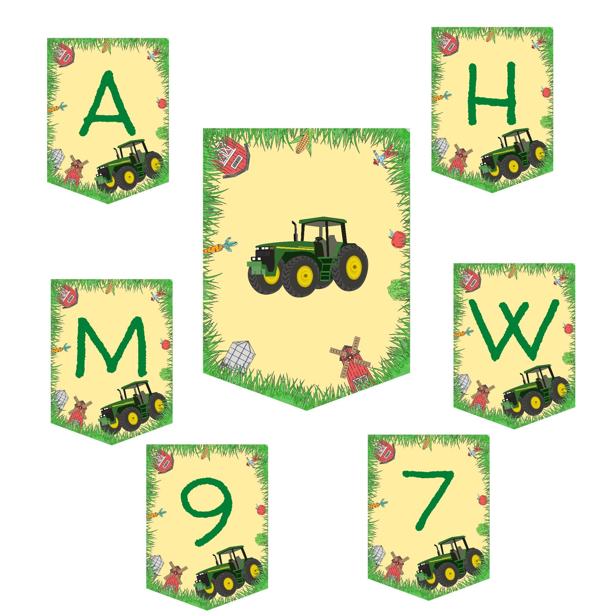 Tractor Farm Banner Alphabet and Numbers - Etsy
