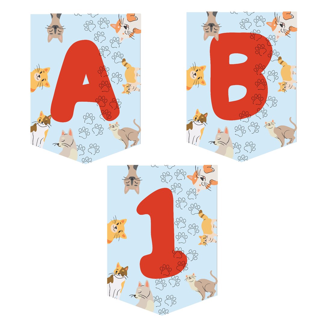 Cats Banner ABC and Numbers Printable - Etsy