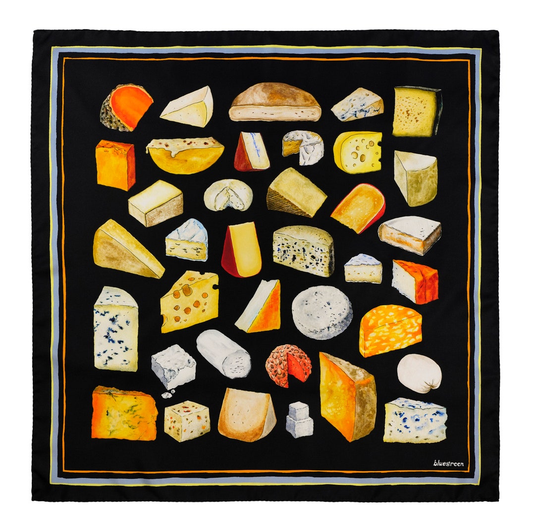 Cheese Lovers Silk Scarf | Black - Etsy