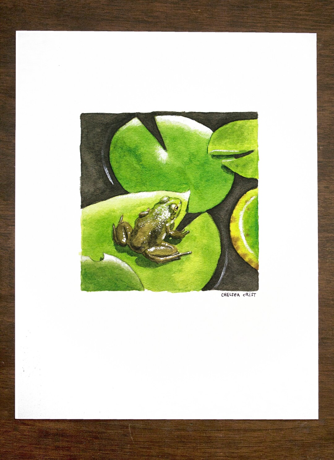 Frog on a Lily Pad Print Watercolor Painting Frog Lily - Etsy