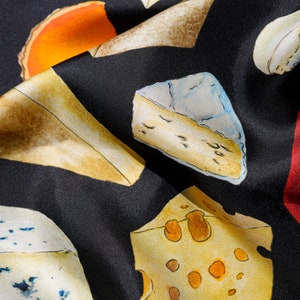 Cheese Lovers Silk Scarf | Black - Etsy