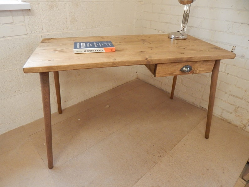 Desk/Computer desk/ Solid Wood/ Retro/ Industrial Tapered Legs | Etsy