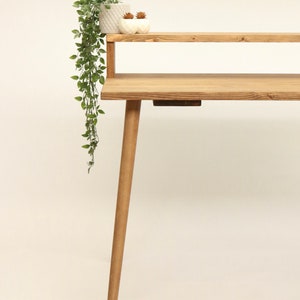 Computer Desk With Shelf Monitor Stand Rustic Reclaimed Handmade Simple ...