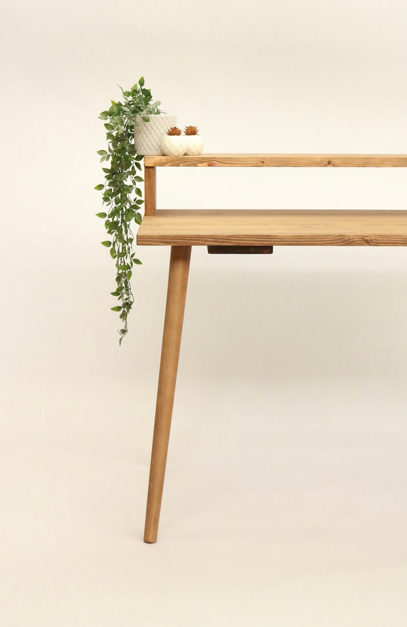 Computer Desk With Shelf Monitor Stand Rustic Reclaimed Handmade Simple ...