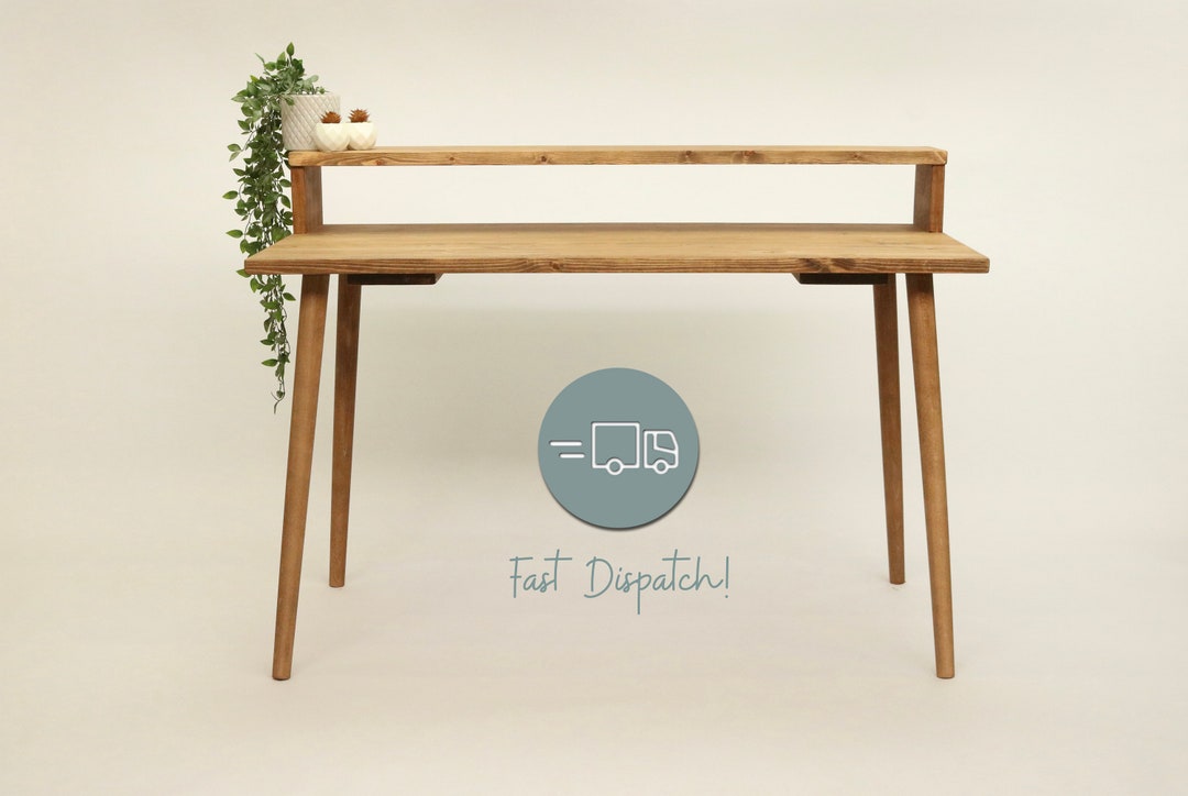 Computer Desk With Shelf Monitor Stand Rustic Reclaimed Handmade Simple ...