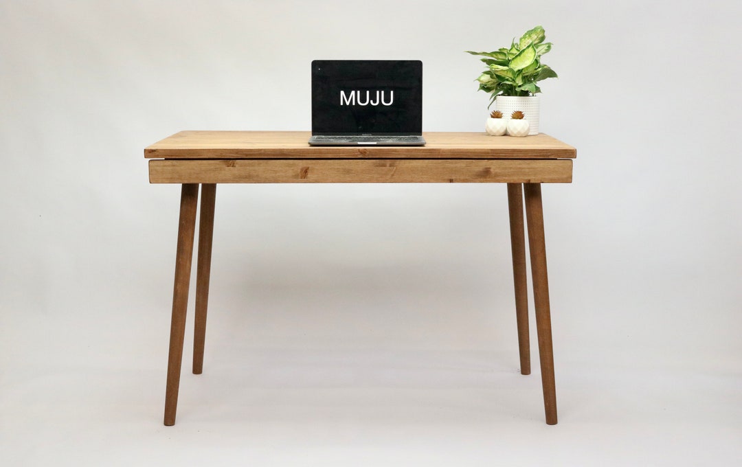 Beautiful Home Office Desks in Solid Wood and Hidden Drawer - Etsy