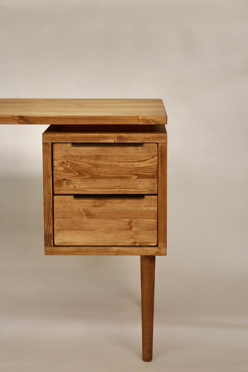 Simple Desk With Drawers Both Sides, Reclaimed Wood Handmade Desk ...