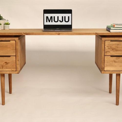 Simple Desk With Drawers Both Sides Reclaimed Wood Handmade - Etsy UK