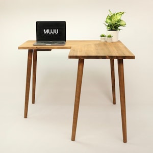 Corner Desk Simple Vintage/computer Desk/ Wood Scandi Retro Solid Wood ...