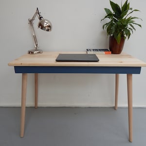 Simple Vintage Desk/computer Desk/ With Drawer Solid Wood Scandi Retro ...