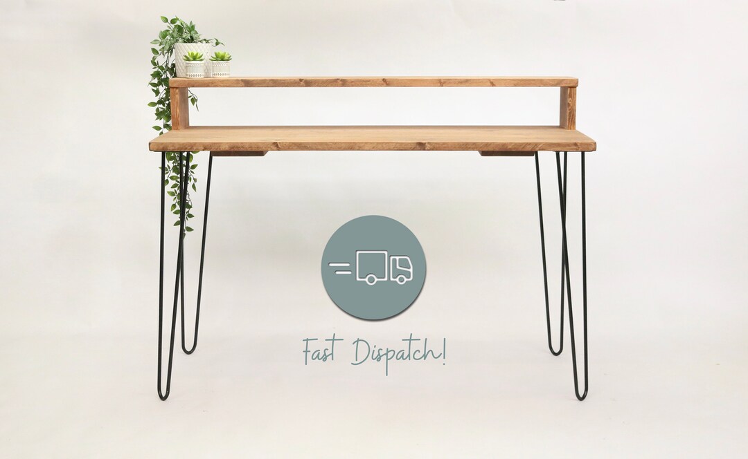 Computer Desk With Monitor Stand Rustic Reclaimed Handmade Simple ...