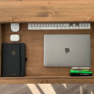 Computer Desk With Shelf Monitor Stand Rustic Reclaimed Handmade Simple ...