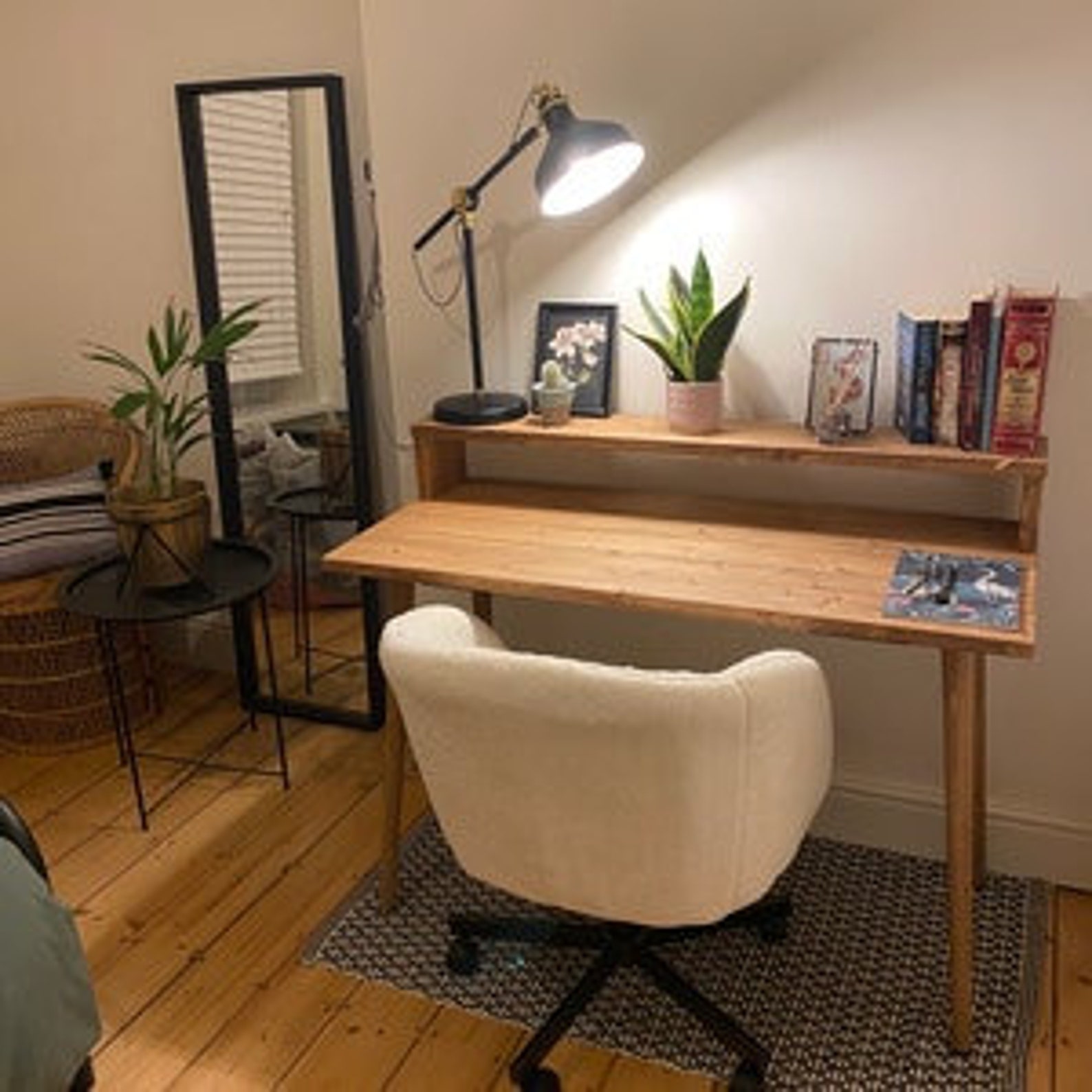 Computer Desk With Shelf Monitor Stand Rustic Reclaimed Handmade Simple ...