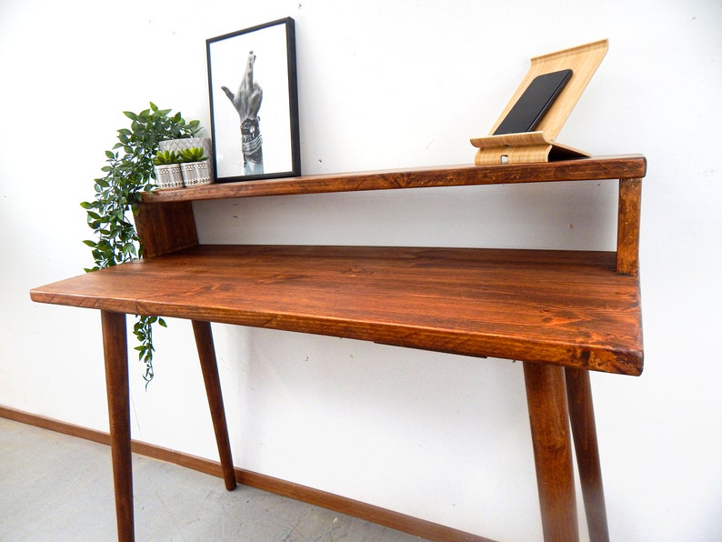 Computer Desk With Monitor Stand Rustic Reclaimed Handmade | Etsy