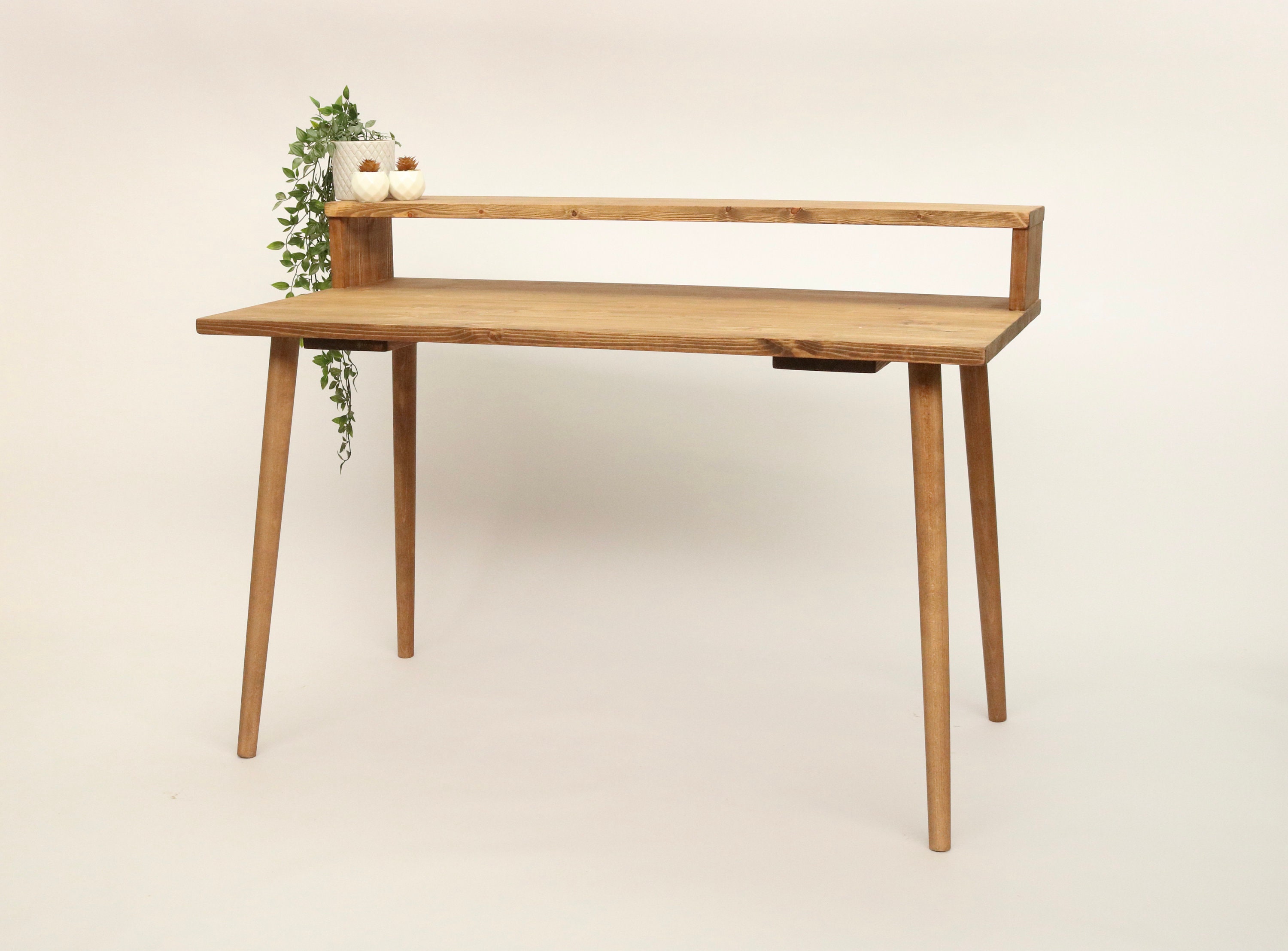 Computer Desk With Shelf Monitor Stand Rustic Reclaimed Handmade Simple ...