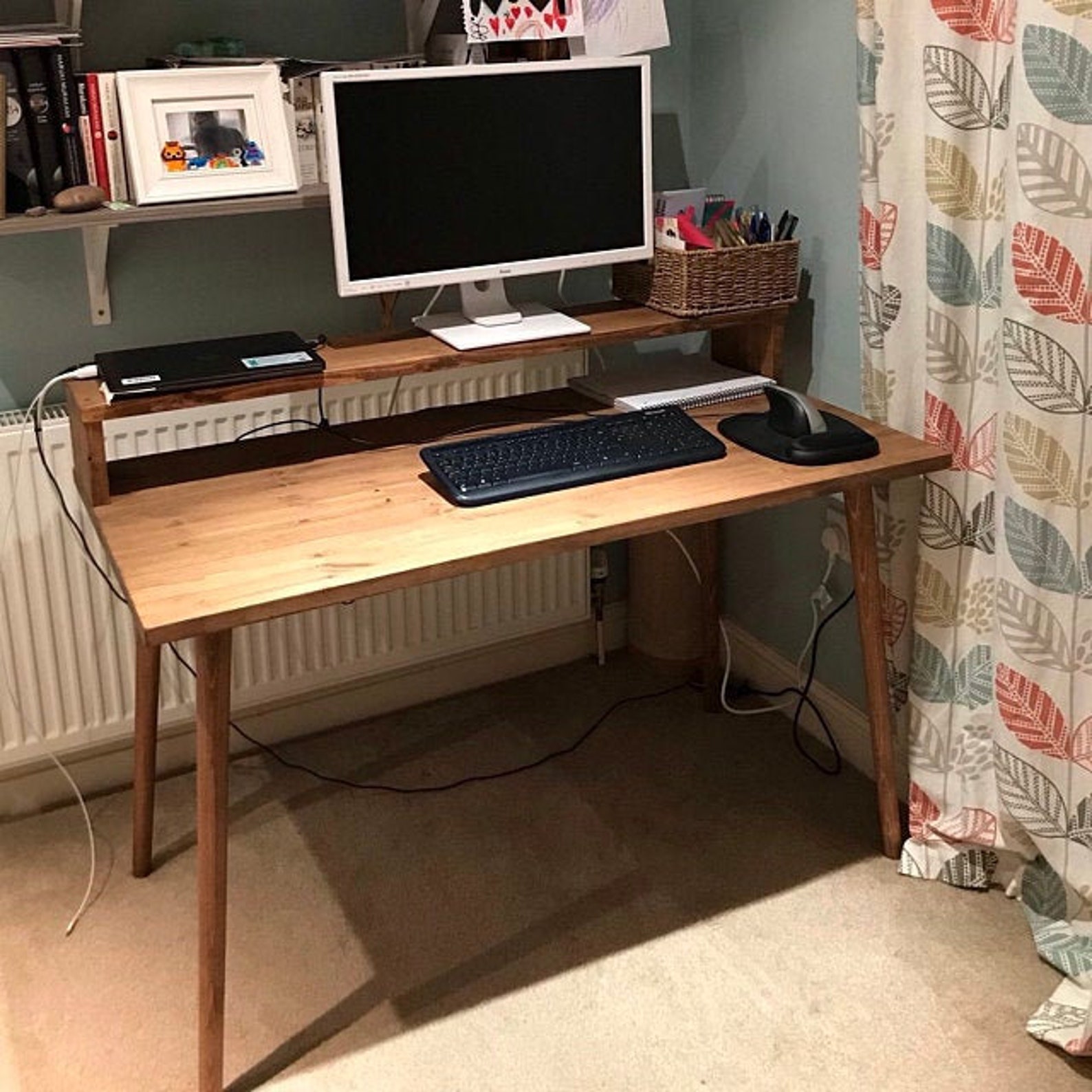 Computer Desk With Monitor Stand Rustic Reclaimed Handmade | Etsy UK