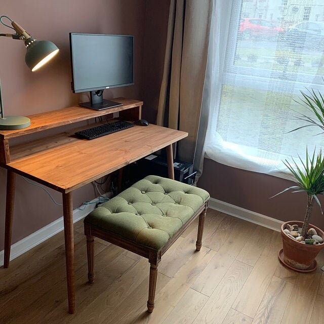 Computer Desk With Monitor Stand Rustic Reclaimed Handmade | Etsy UK