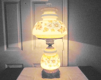 Gone With the Wind Vintage 3-way Fancy Roses Floral Themed Milk-glass Hurricane Lamp - Etsy