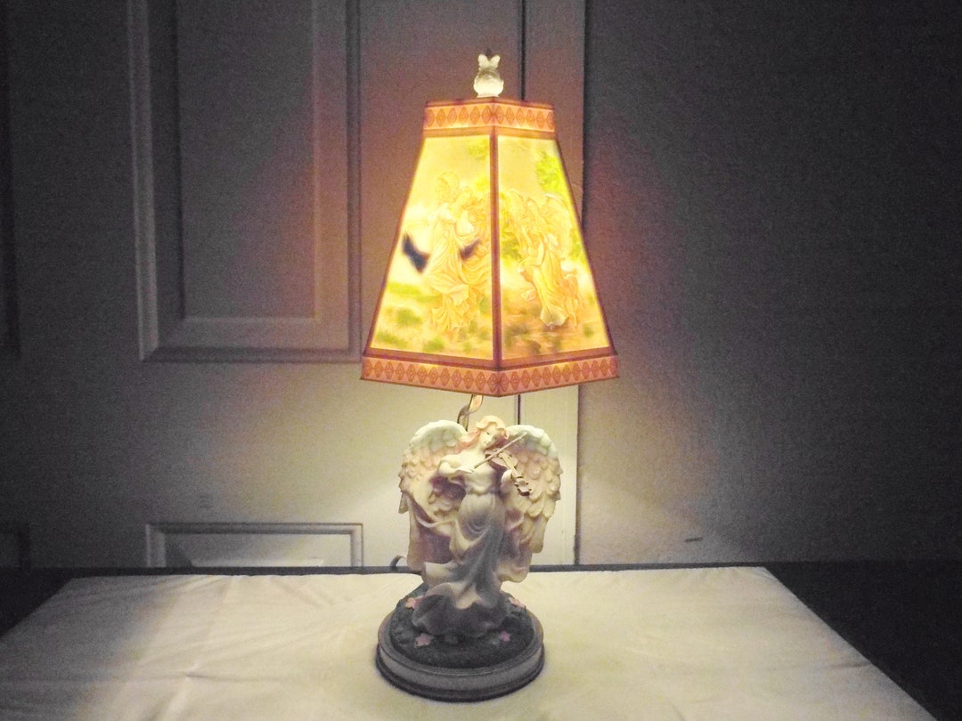 Lamp A Classy Colorful 17"h Fancy Porcelain Angel Table Lamp W ...