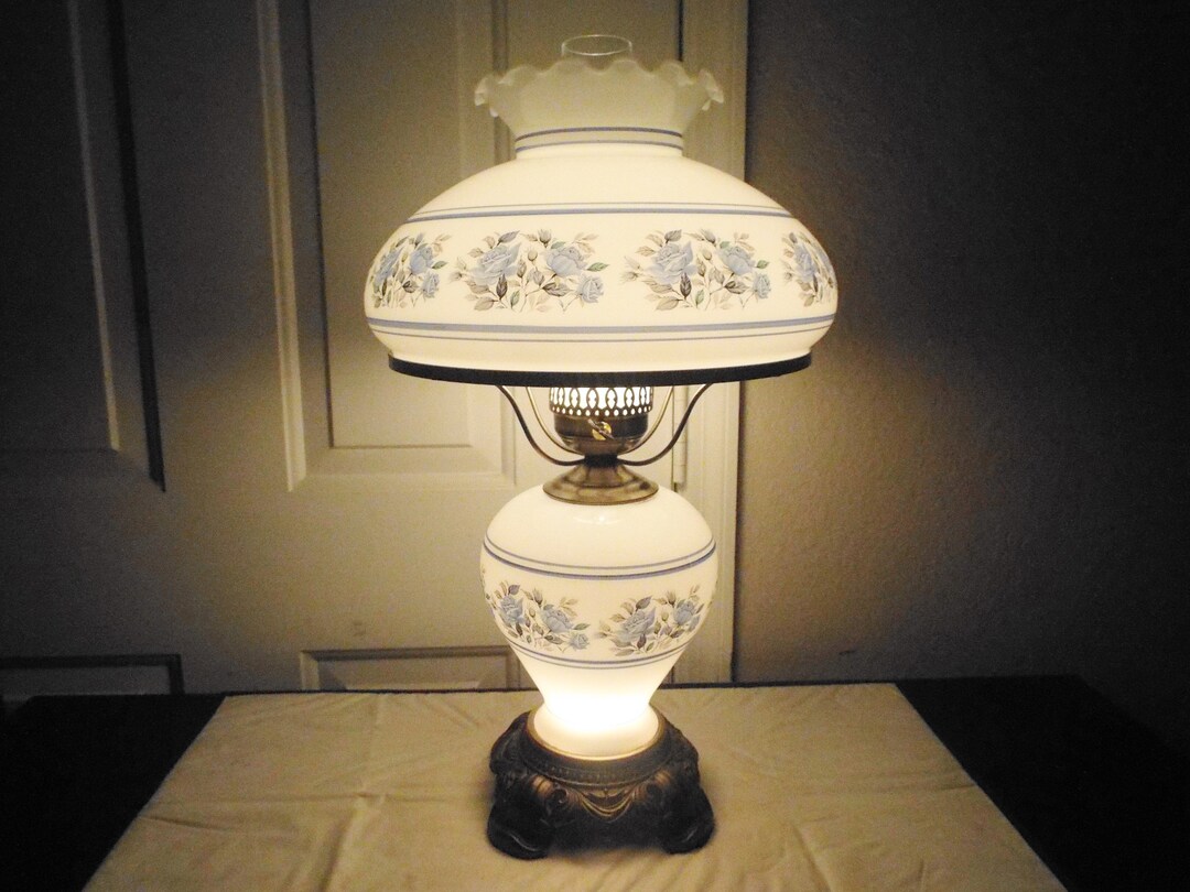 Gone With the Wind Vintage 3-WAY Fancy Milk-glass Blue Roses Floral ...