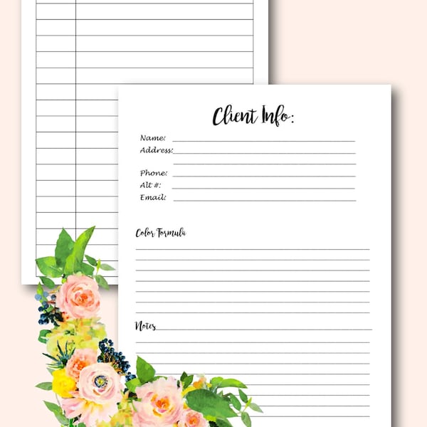 Salon Client Formula Cards - Etsy