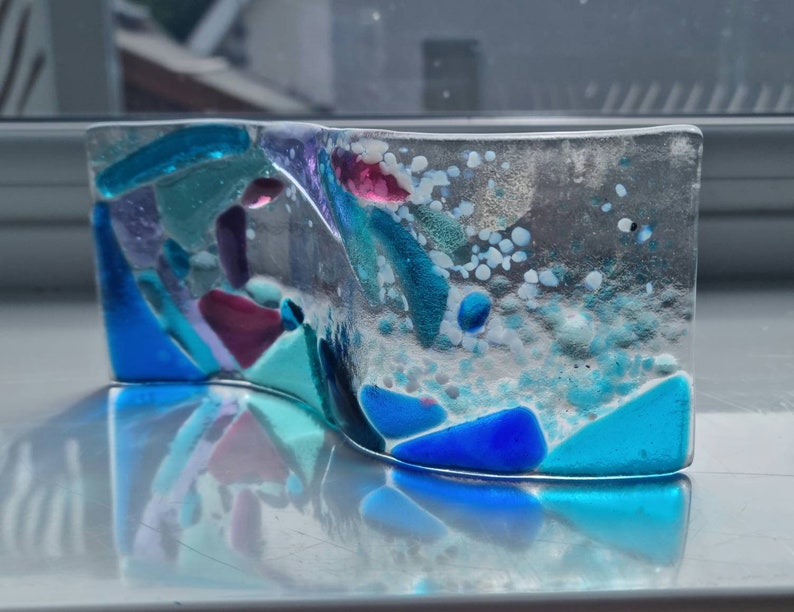Fused Glass Art Sea Waves Surfing Ocean Wave Free Standing - Etsy