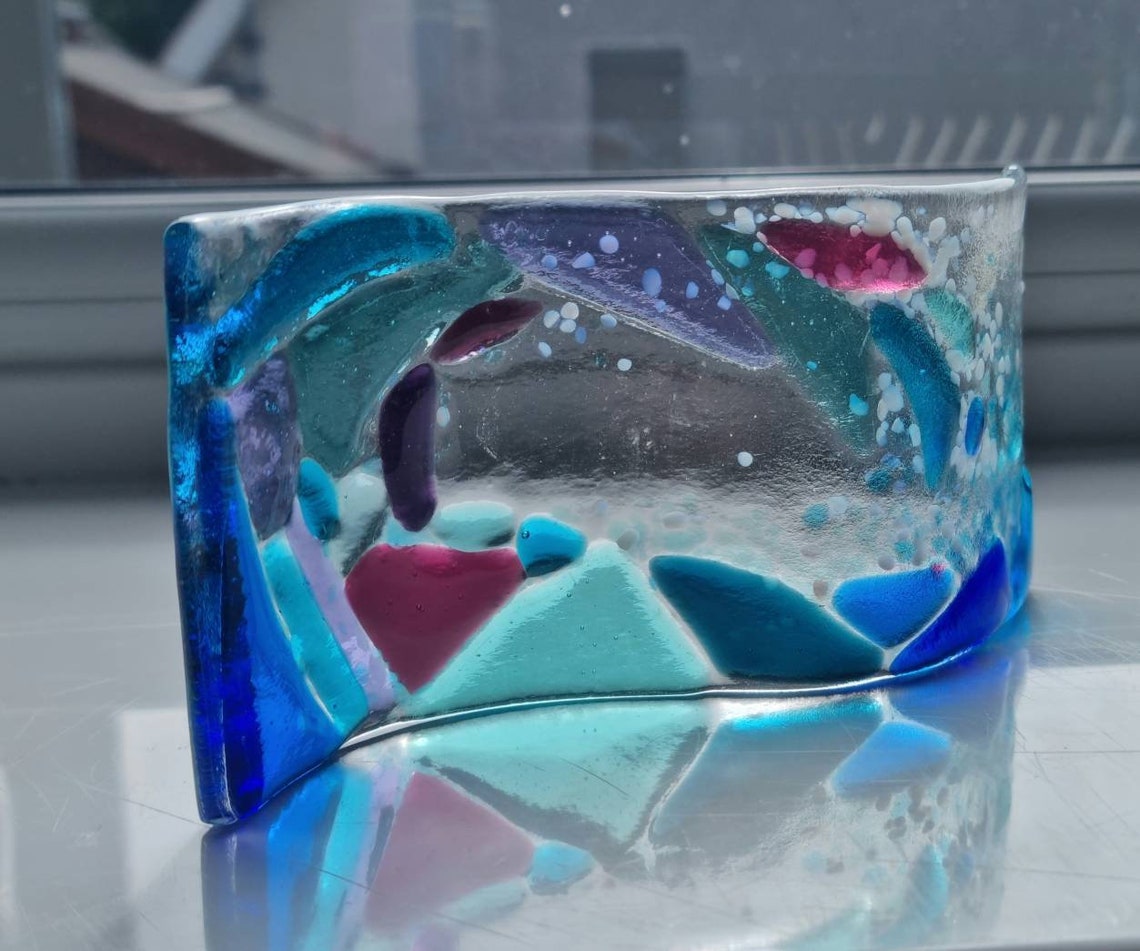 Fused Glass Art Sea Waves Surfing Ocean Wave Free Standing - Etsy