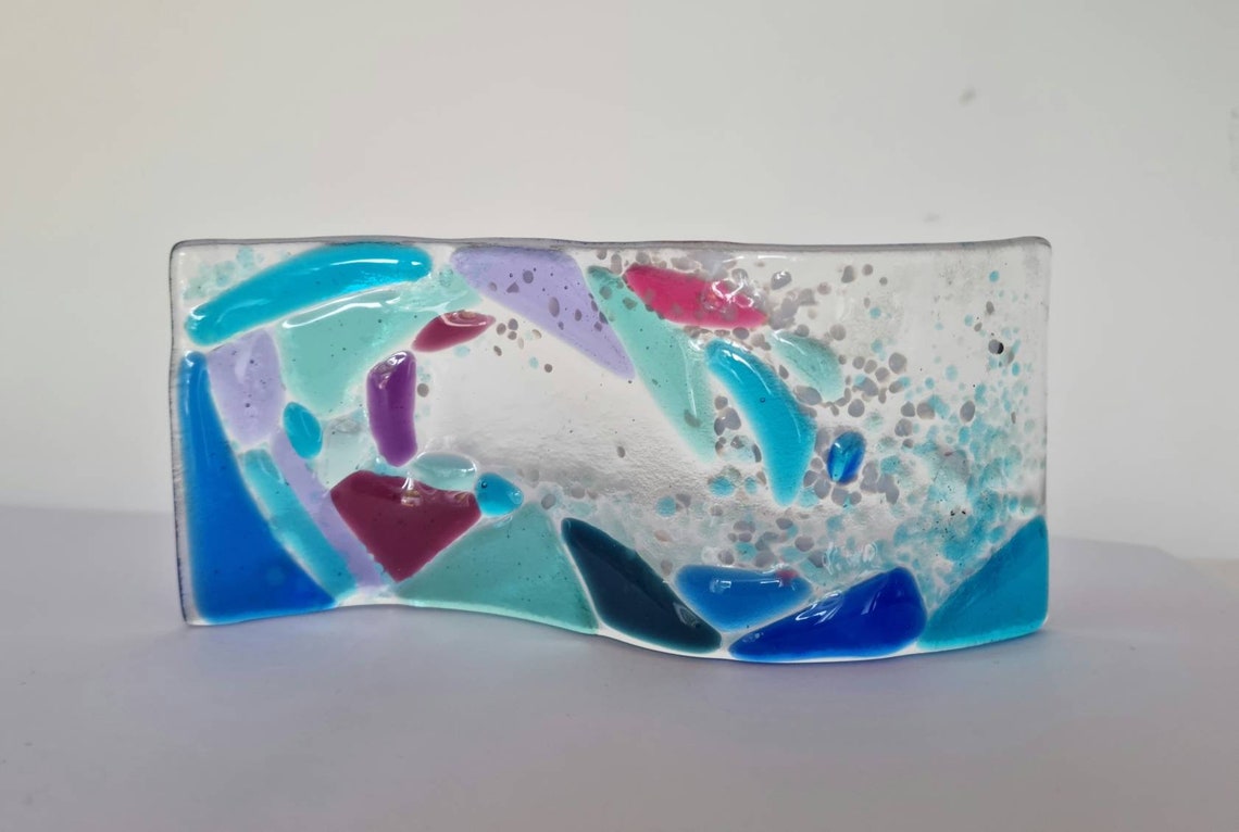 Fused Glass Art Sea Waves Surfing Ocean Wave Free Standing - Etsy