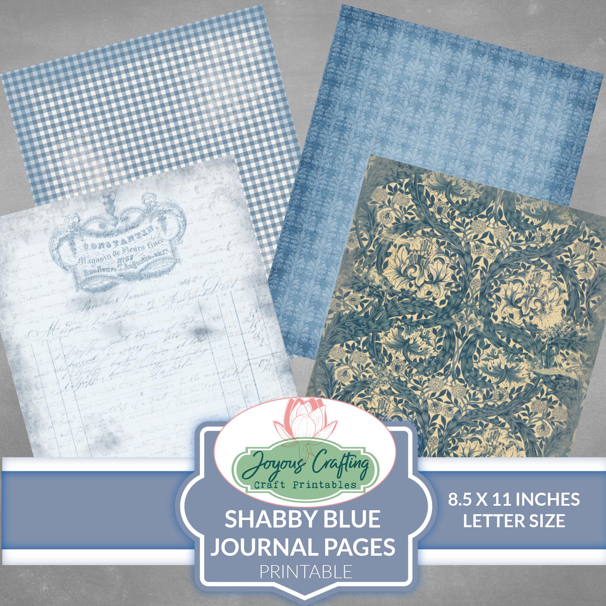 Shabby Blue Vintage Journal Pages – Printable Scrapbook Paper (download ...