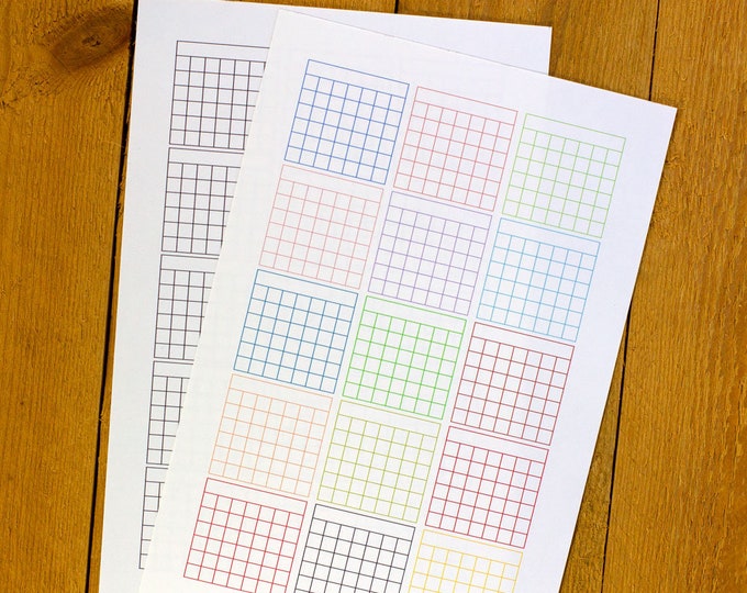 Mini Calendar Grid Printable for Bullet Journal Planner Rainbow Colors ...