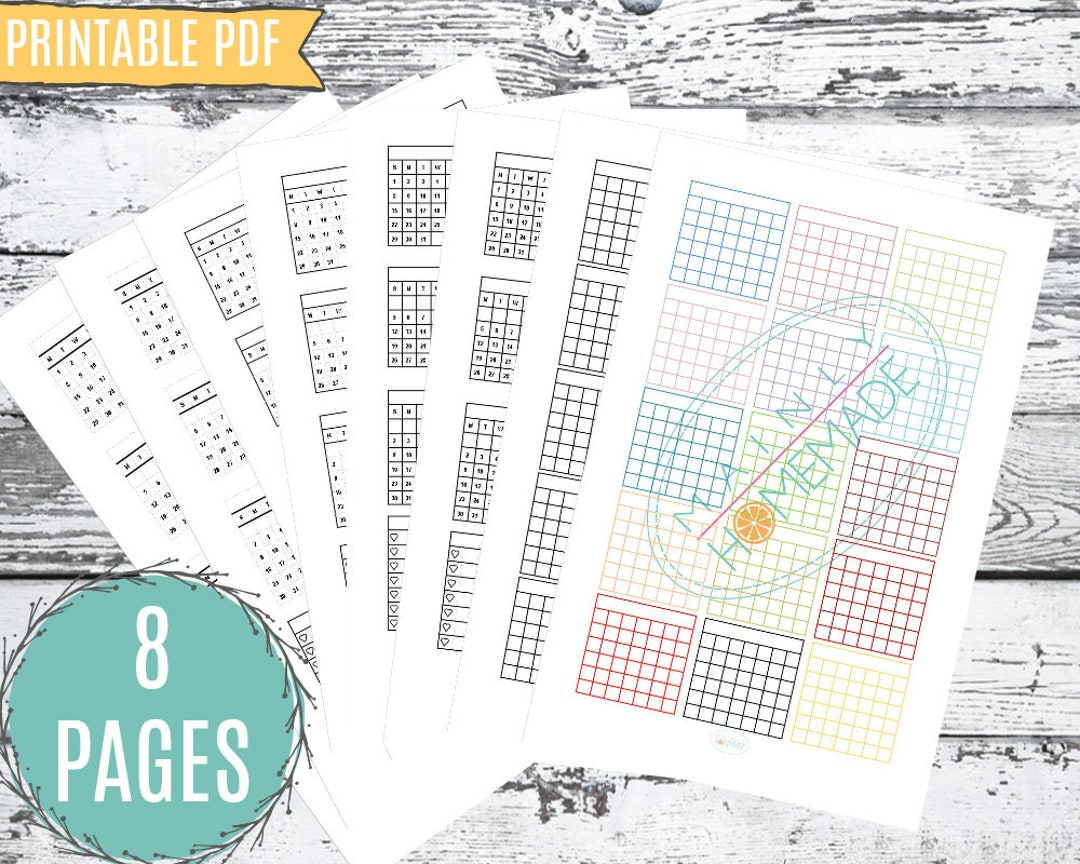 Printable Mini Calendar Stickers for Creative Planning - Set of 8 Pages ...