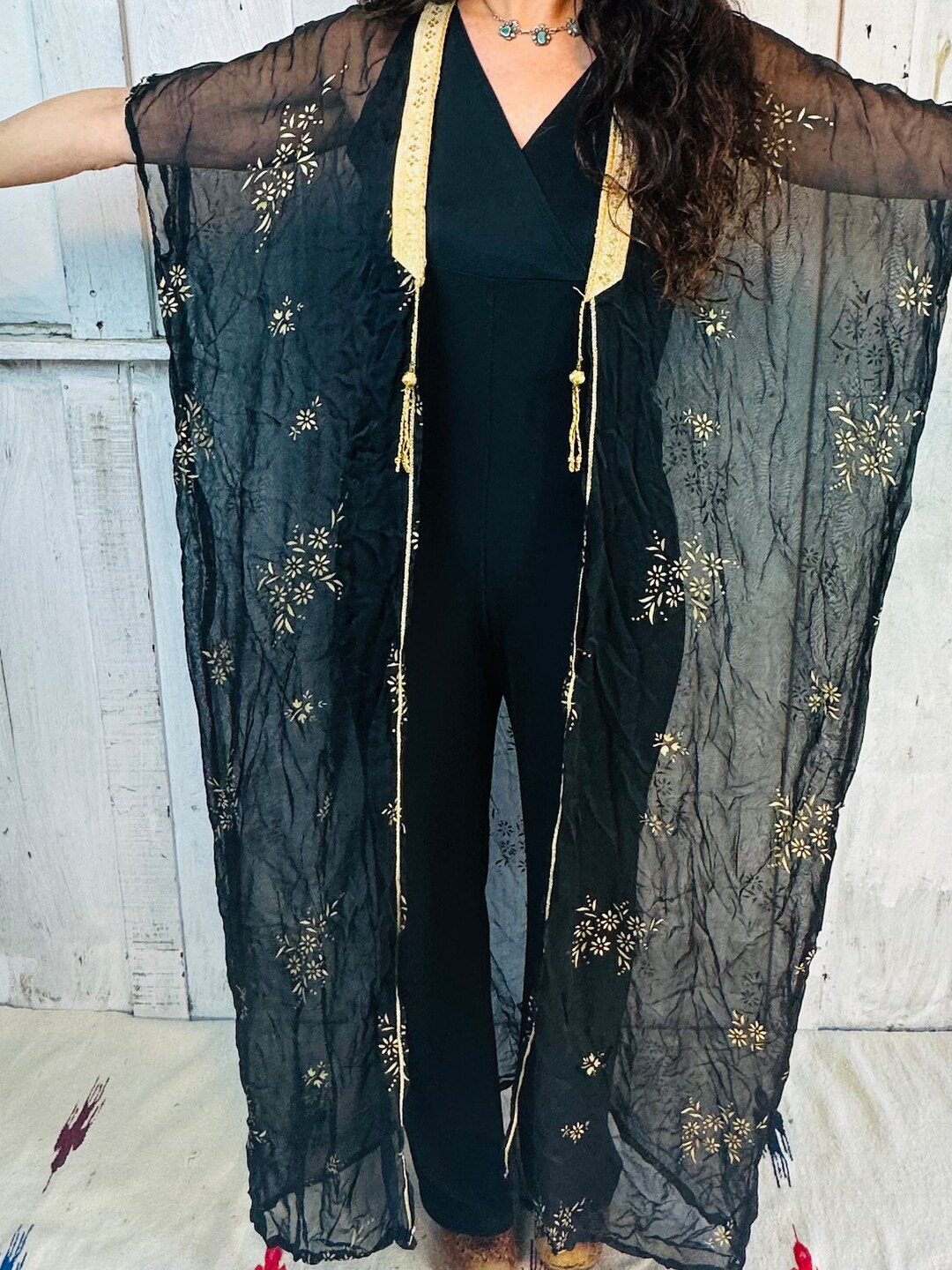 Vintage Indian Duster//silk Indian Robe With Gold Details - Etsy