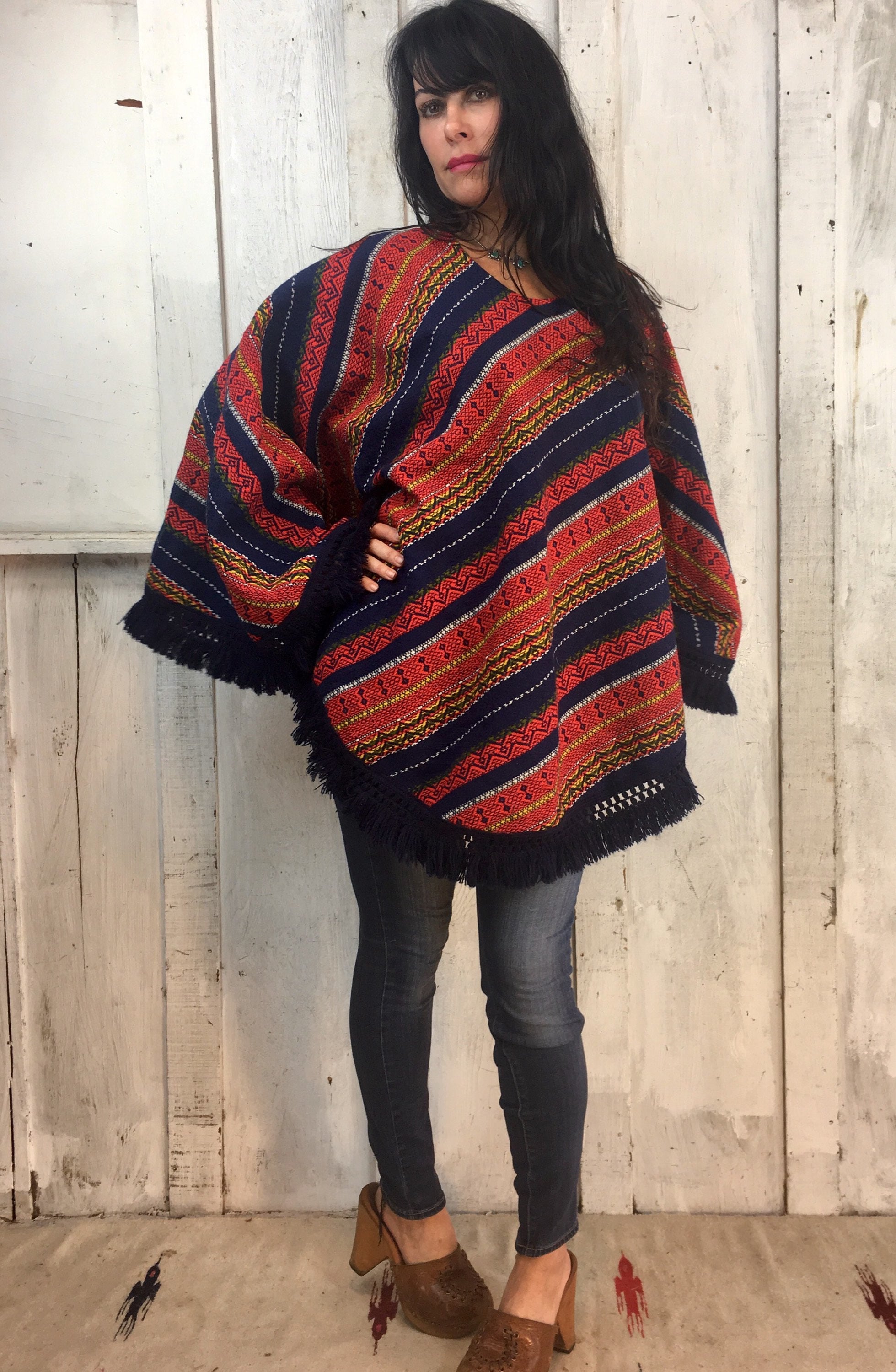 Vintage Handwoven Poncho//folk Art Poncho//vintage Handmade Poncho - Etsy