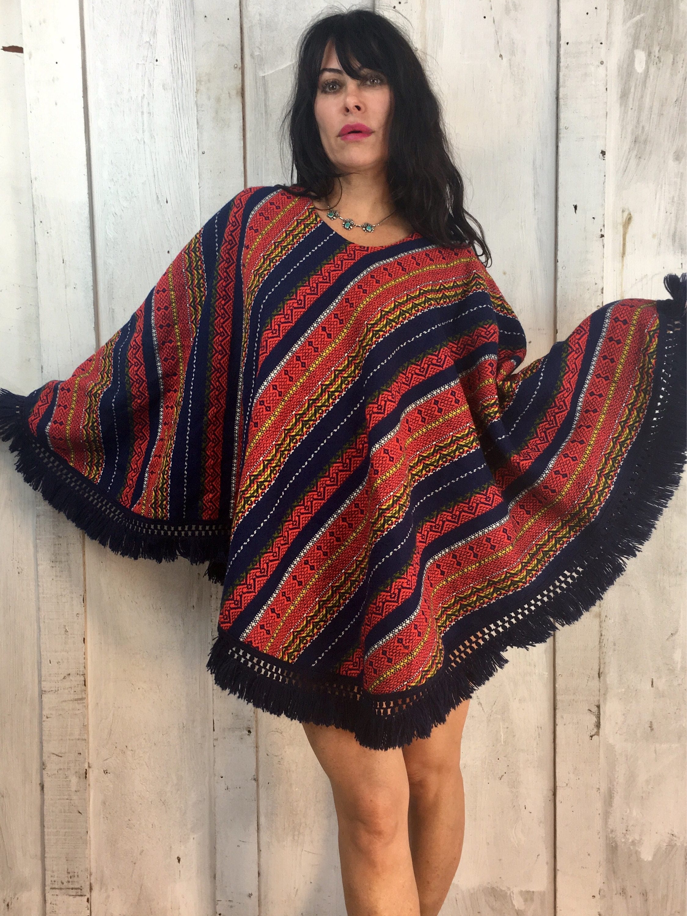 Vintage Handwoven Poncho//folk Art Poncho//vintage Handmade Poncho - Etsy