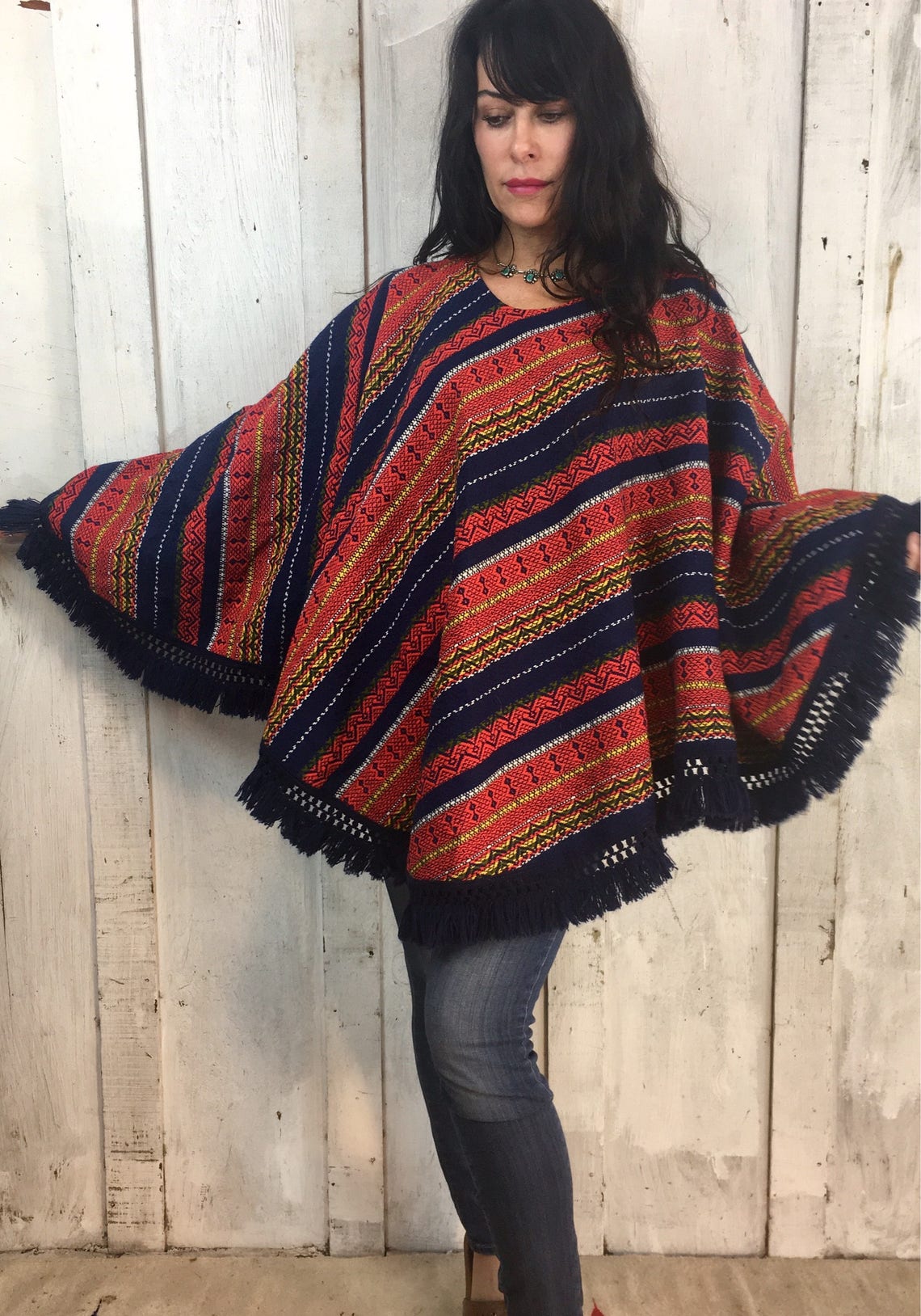 Vintage Handwoven Poncho//folk Art Poncho//vintage Handmade Poncho - Etsy