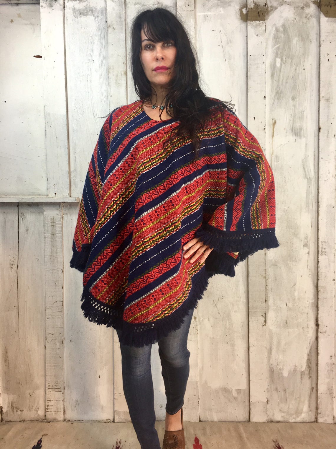 Vintage Handwoven Poncho//folk Art Poncho//vintage Handmade Poncho - Etsy
