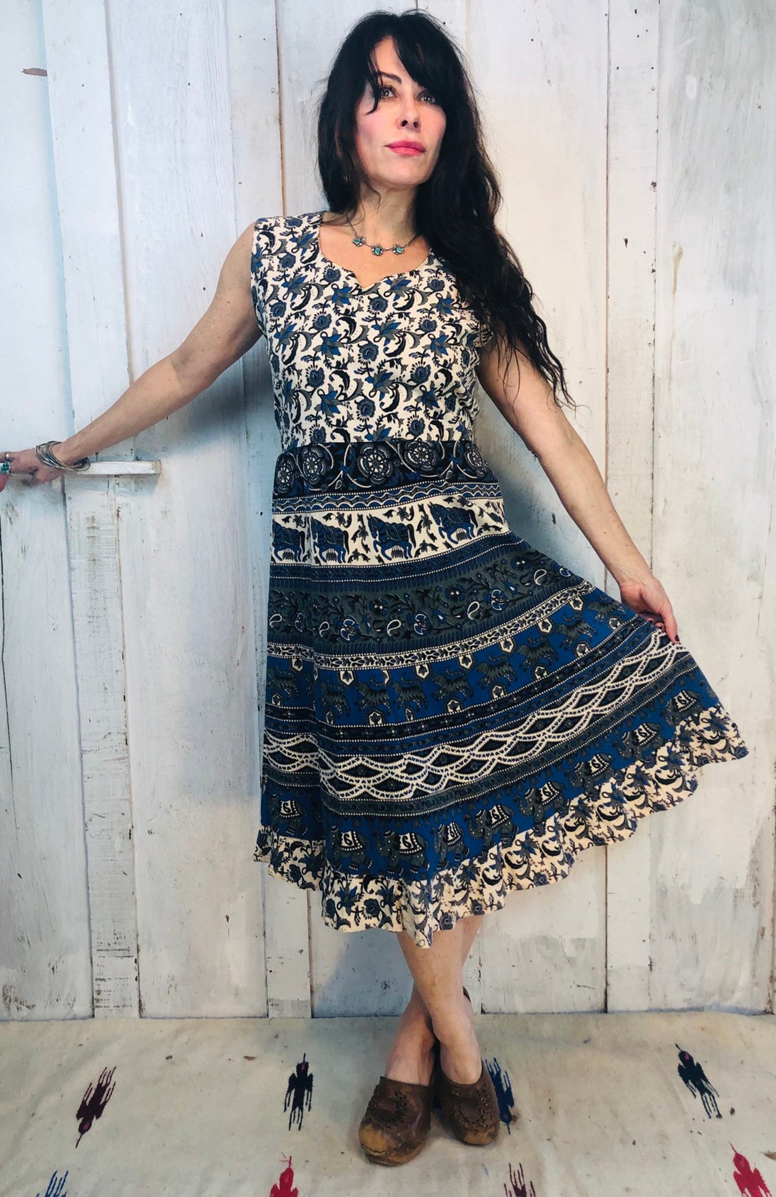 Vintage Indian Dress//indian Cotton Dress// Bohemian Indian Dress ...