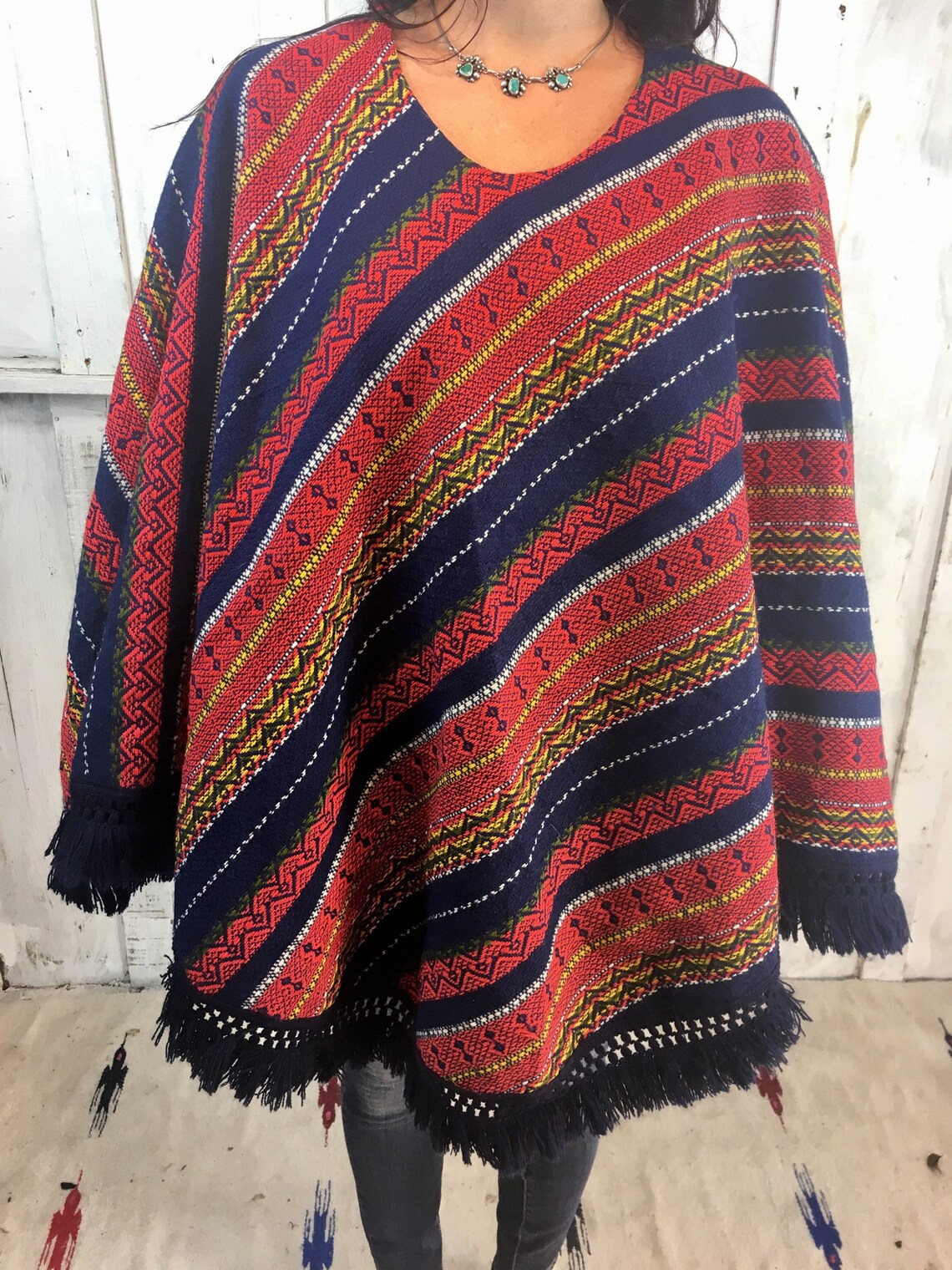 Vintage Handwoven Poncho//folk Art Poncho//vintage Handmade Poncho - Etsy