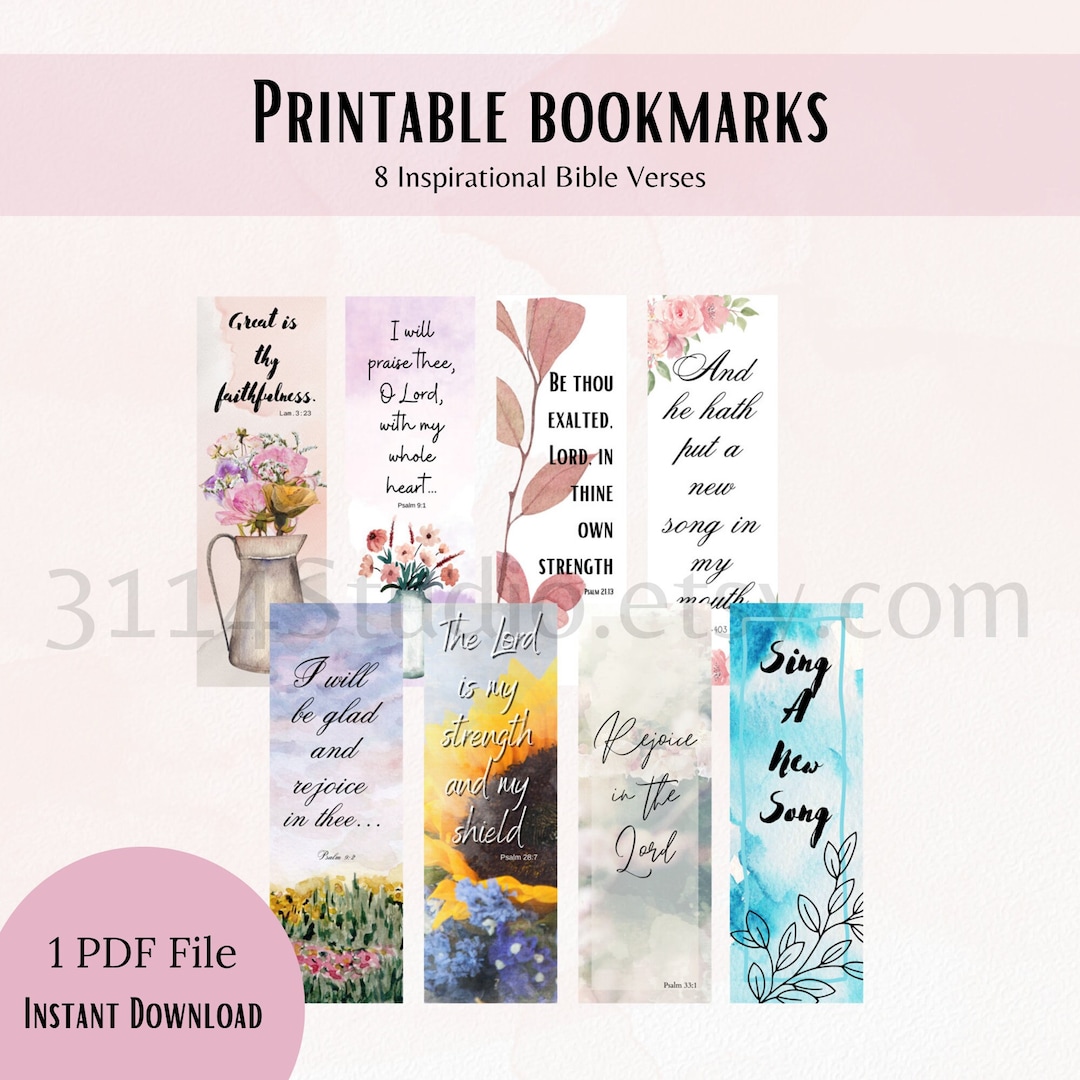 Bible Verse Watercolor Bookmarks: Floral Christian Gift (digital ...