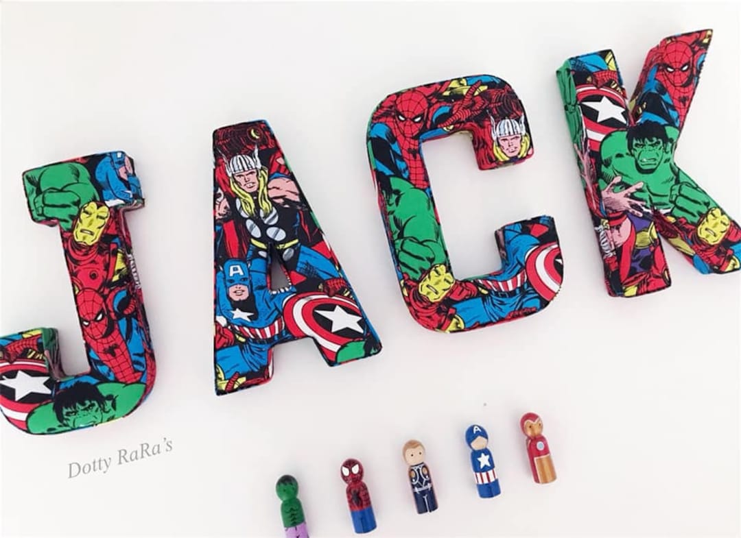 Superhero Fabric Letters, Wall Art, Nursery, Childrens Bedroom, Boys ...