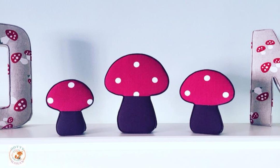 Toadstool, Fabric Toadstools,handmade Fabric Shapes, Padded Shapes ...