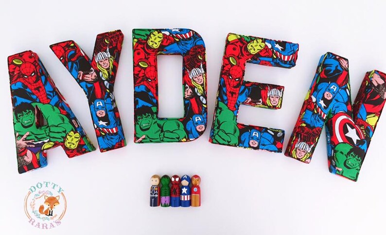 Superhero Fabric Letters Wall Art Nursery Childrens - Etsy