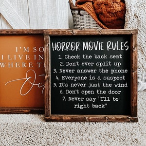 Horror Movie Rules - Halloween Sign - Wood Signs - Home Decor - Scary ...