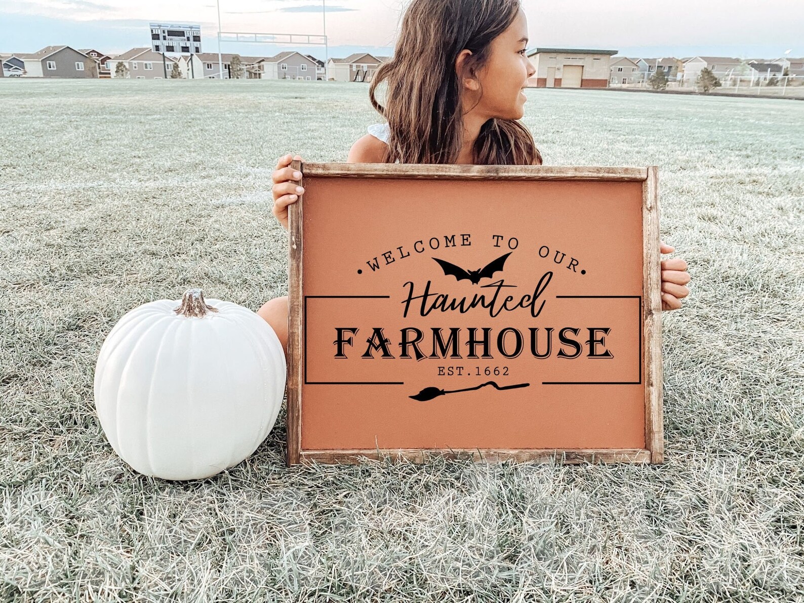 Welcome to Our Haunted Farmhouse Wood Sign - Halloween Wood Sign - Fall ...